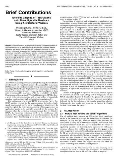 Efficient Mapping Of Task Graphs Onto Reconfigurable Hardware Using