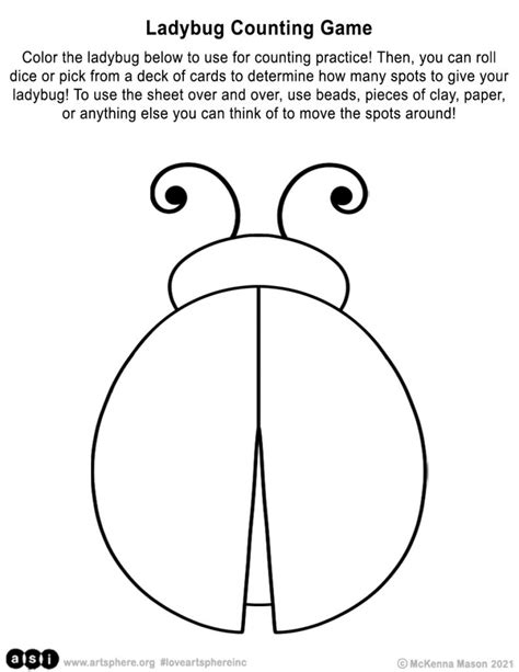 Ladybug Counting Handout Art Sphere Inc