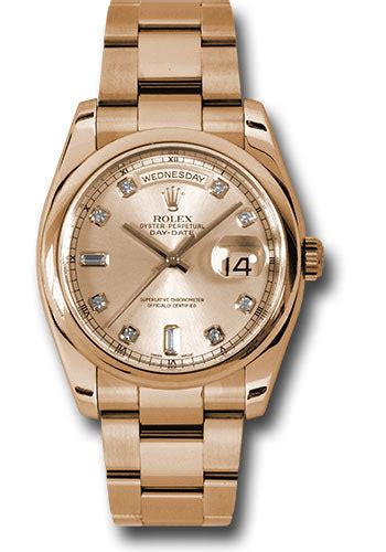 Rolex Pink Gold Day Date 36 Watch Domed Bezel Pink Champagne Diamo