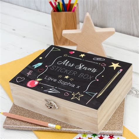 Personalised Sticker Box Teacher Teaching Assistant The Laser Boutique