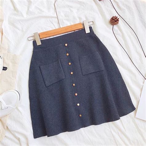 다발로 여성 가을 니트 골덴 스커트 하이웨스트 치마 롱 미디 Skirts High Waisted Skirt High