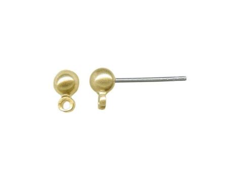31 934 4 Stainless Steel Earring Post Finding W Gold Plated Loop 4mm