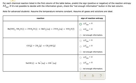 Solved Text Qualitatively Predicting Reaction Entropy For Each