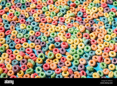 Backgrounds Made With Colorful Cereal Loop Rings Stock Photo Alamy