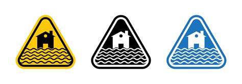 Flood Disaster Sign Icon Set Flood Prone Area Vector Image