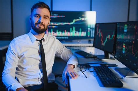Crypto Trader Investor Analyst Looking At Computer Screen Analyzing