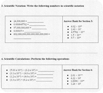 Chemistry Practice Worksheet Metric System And Scientific Notation