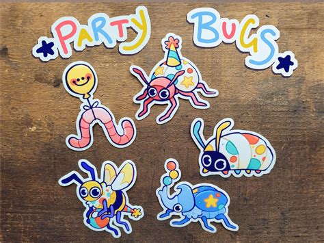 Party Bugs Sticker Series Clowncore Waterproof Vinyl Stickers Etsy