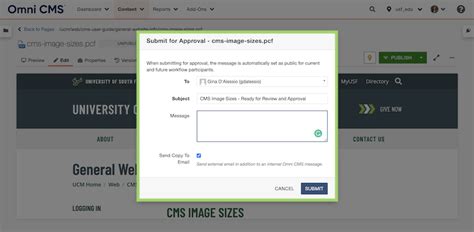 Submit Pages For Approval Cms User Guide University Communications And Marketing