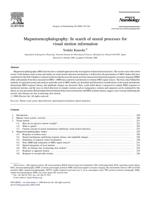 pdf magnetoencephalography in search of neural processes for visual