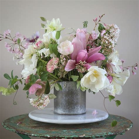 April Posey Flower Arrangements Galvanized Vase Floral Arrangement