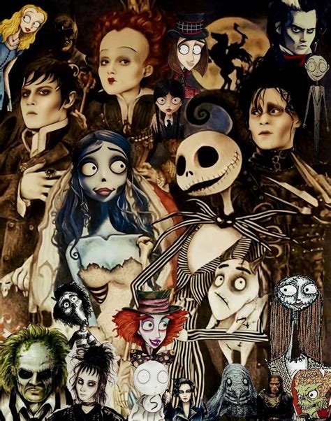 Tim Burton Characters Collage Tom Burton Characters