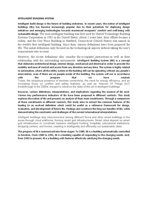 Intelligent Building System Pdf Building Automation Internet Of