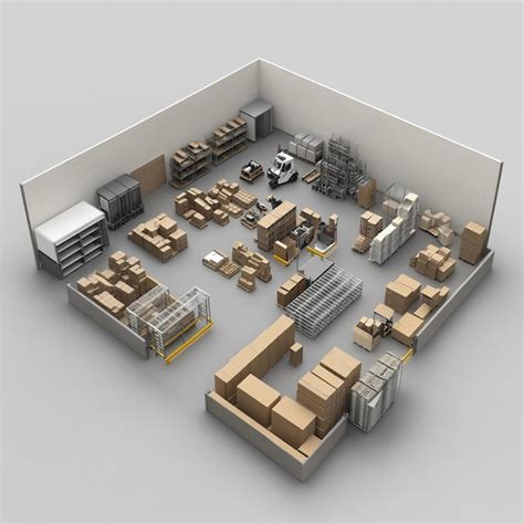 A 3d Warehouse Layout Showing Optimized Space Utilization And Workflow Premium Ai Generated Image