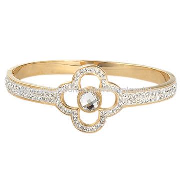 Buy Wholesale China Stainless Steel Flower Bangles With Cubic Zircon