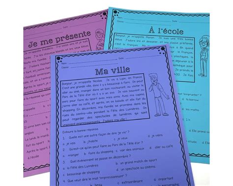 French Reading Comprehension Activities French Texts For Etsy
