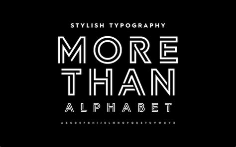 현대 알파벳 글꼴 타이포그래피 인라인 세련된 대문자 벡터 일러스트 레이 션 프리미엄 벡터