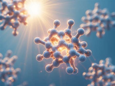 A Group Of Molecules Forming An Abstract Structure With The Sun Glowing