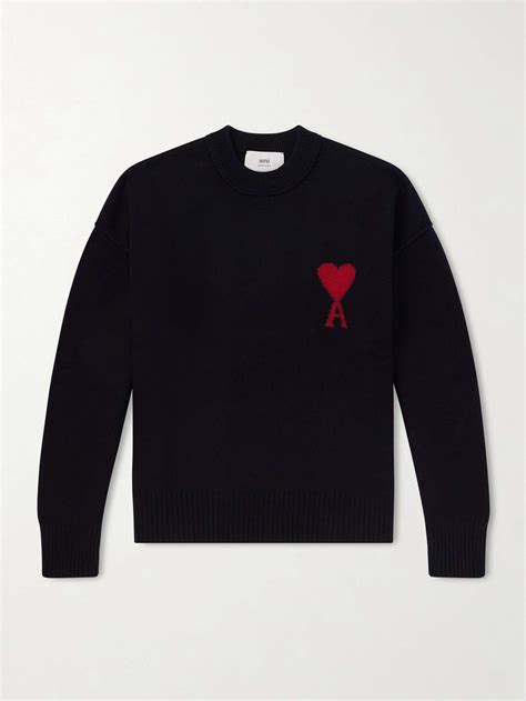 Ami Paris Logo Intarsia Virgin Wool Sweater For Men Mr Porter