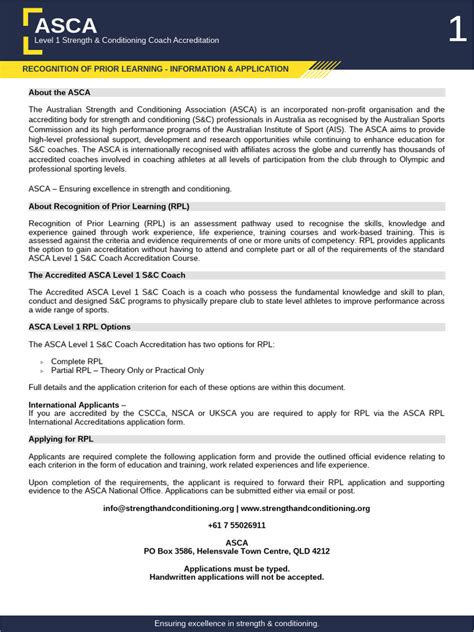 Asca Level 1 Sandc Coach Rpl Guide Pdf