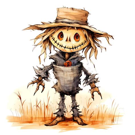 Cute Scarecrow Smiling Stock Illustration Illustration Of Hallowwen