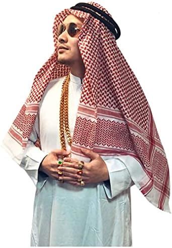 Goodern Muslim Scarf Wrap Adult Men Arab Head Scarf Keffiyeh Middle