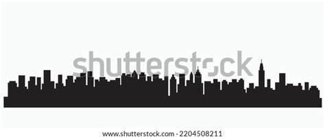Modern City Skyline Silhouette Outline Drawing Stock Vector Royalty