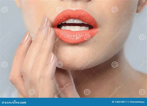 Beautiful Red Lip Lipstick And Lipgloss Sexy Lips Tongue Out