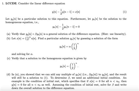 Solved 1 Lccde Consider The Linear Difference Equation