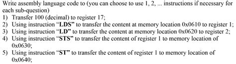 Solved Write Assembly Language Code To You Can Choose To