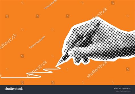 Hand Writing Pen Isolated Retro Grunge Stock Vector Royalty Free