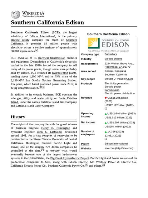 Southern California Edison Overview Pdf Electric Power Power