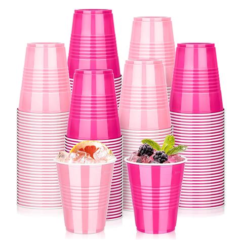 Kesaplan 100 Pcs 12 Oz Plastic Cups Party Cups Light Pink