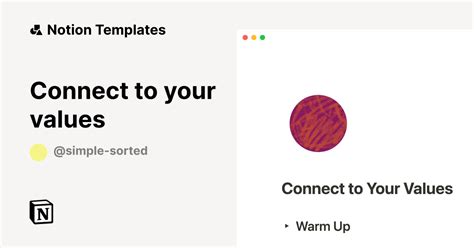 Connect To Your Values Template By Simple Sorted Notion Marketplace