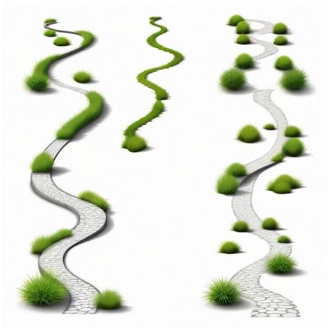 Premium Vector A Series Of Drawings Of Grass And Trees