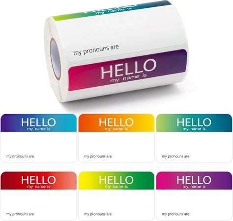 Beyumi Pronoun Name Tag Stickers 300pcs Hello My Pronouns Are