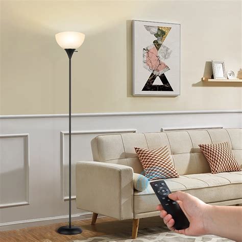 Outon 71 Dimmable Led Torchiere Floor Lamp Black With Remote 4