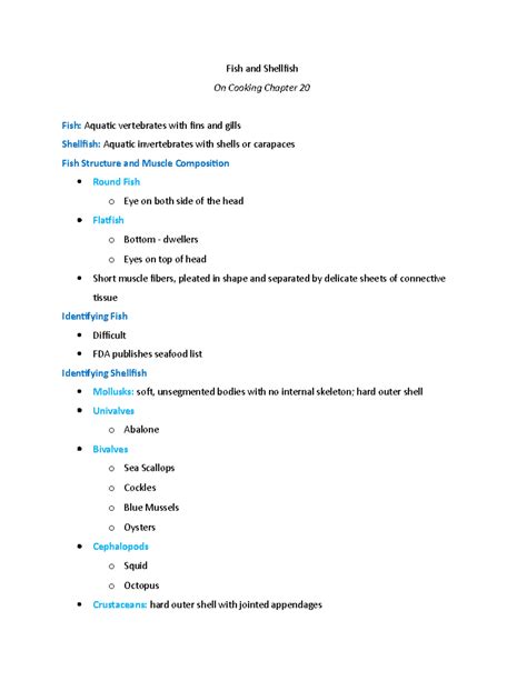 Chapter 20 Fish And Shellfish Fish And Shellfish On Cooking Chapter