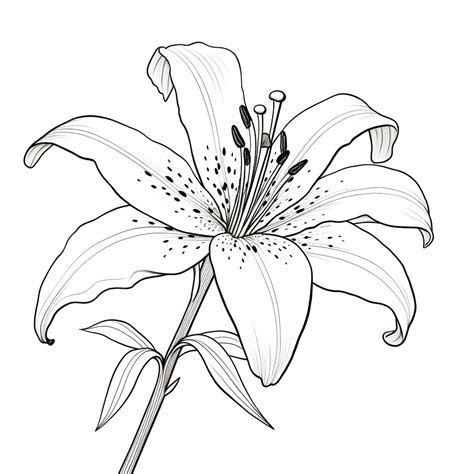 Premium Photo Coloring Book Page Featuring Simple Lilly Heavy Line