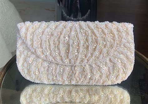 Vintage Beaded Bag Bridal Purse Pearl Bag Bridal Clutch Evening Bag