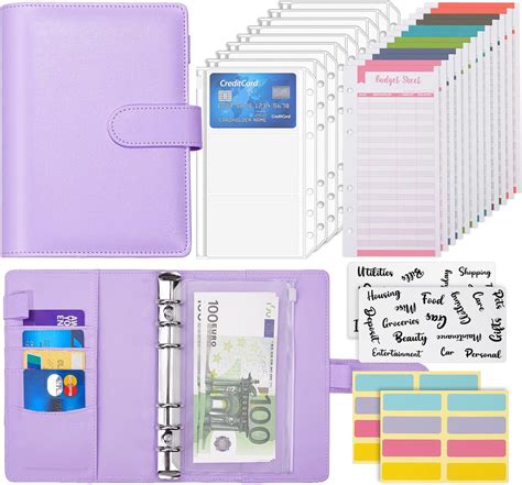 Ktrio A6 Budget Binder Set Pu Leather Money Saving Wallet Binder Cash