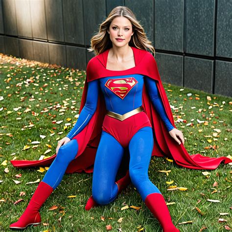 Melissa Benoist As Supergirl Laying Down