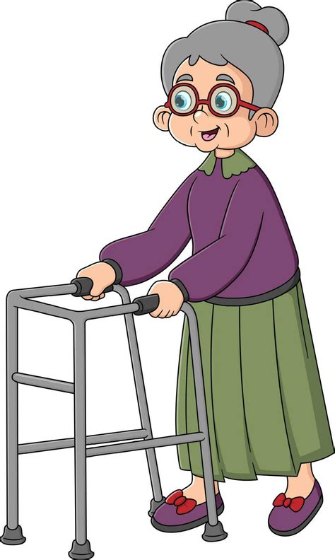 Old Woman Walking With Zimmer Frame Clipart Image Isolated On White Background 24608374 Vector