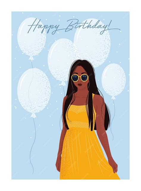 Premium Vector Happy Birthday Card Vector Cute Illustration Of