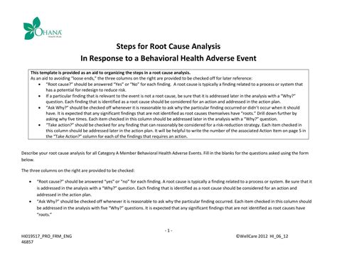 Free Printable Root Cause Analysis Templates Word Excel Pdf