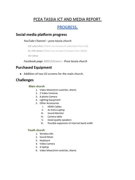 Pcea Tassia Ict And Media Report 2 Pdf