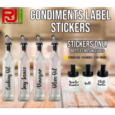 Condiments Sticker Labels Cut Out Stickerbottles And Jars Not