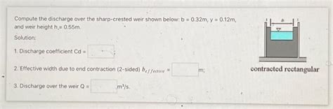 Solved Compute The Discharge Over The Sharp Crested Weir