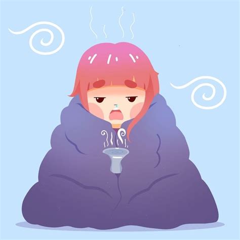 Woman In A Blanket Having A Cold Free Vector Animation Reference