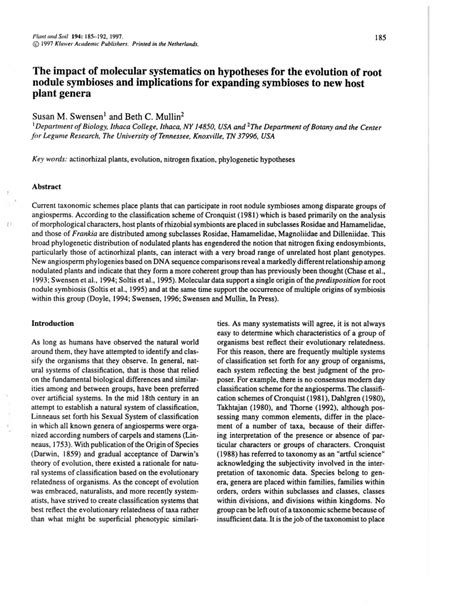 Pdf The Impact Of Molecular Systematics On Hypotheses For The
